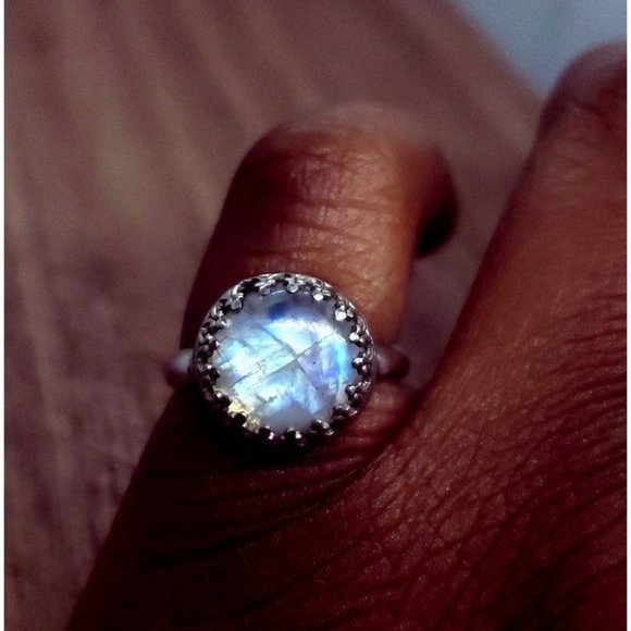 Handmade | Jewelry | Moonstone Crown Crystal Ring Sterling Silver Ring ...